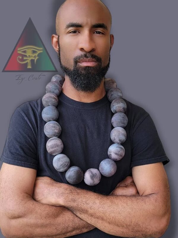 Akuma Weathered Stone Wooden Bead Necklace – Eye Create LLC